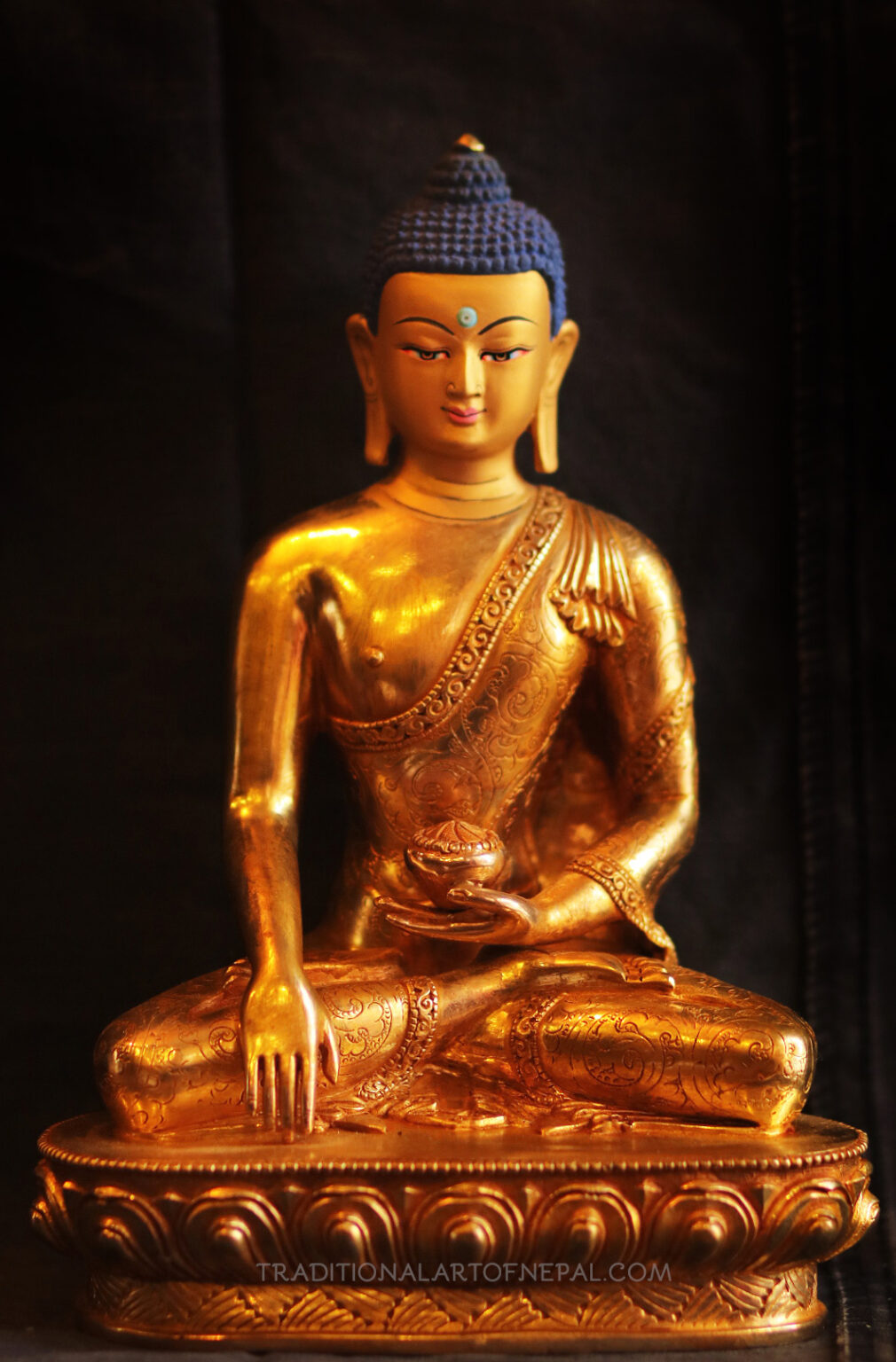 Shakyamuni Buddha Gold Statue| traditionalartofnepal.com